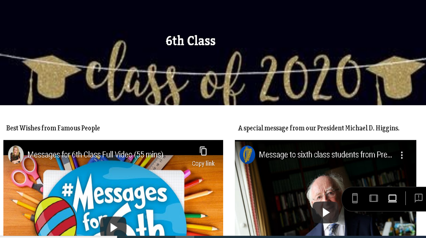 Special Messages for our 6th Class Pupils – Feakle National School